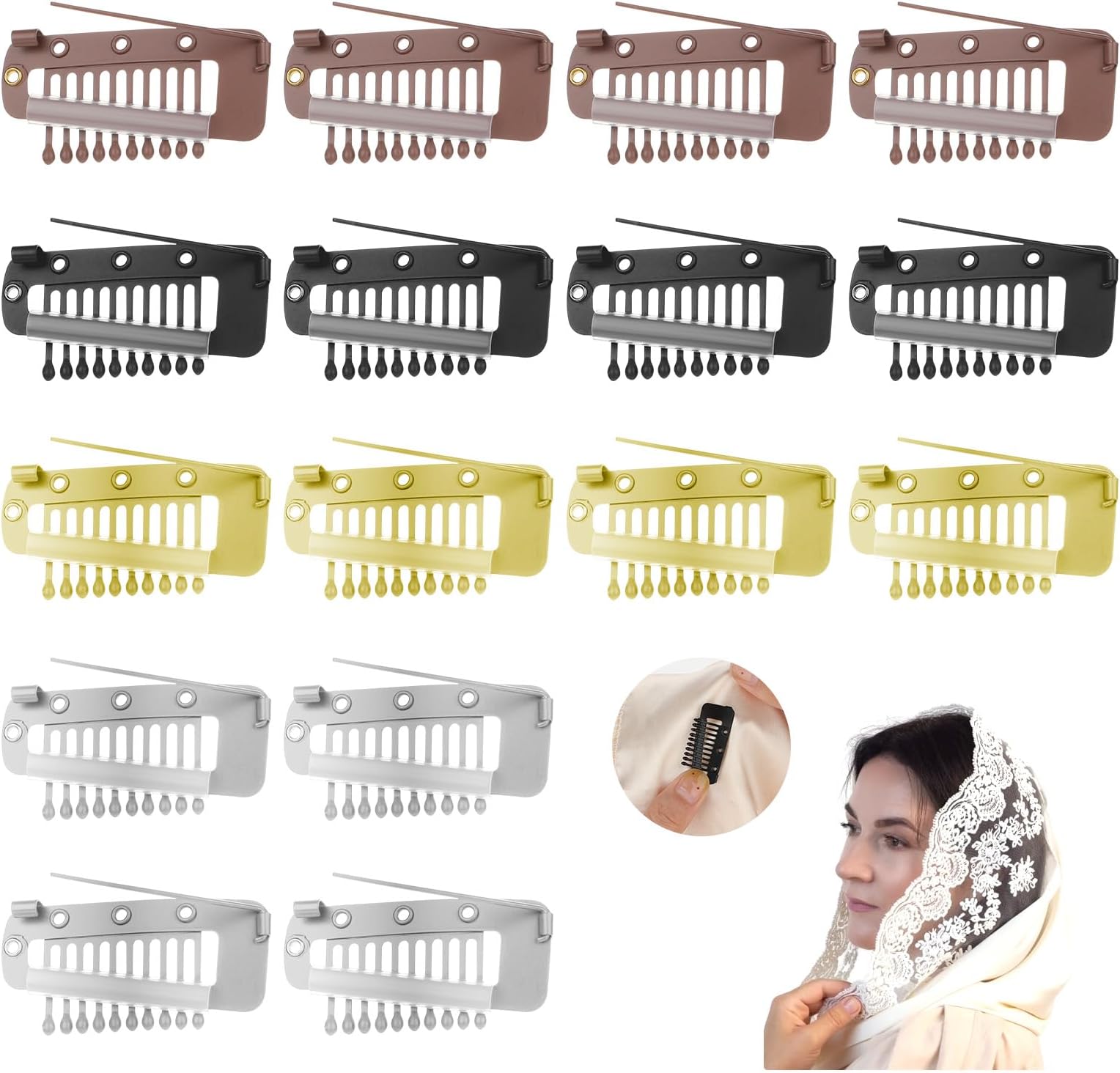 Amazon.com : 16pcs 10-Teeth Wig Clips to Secure Wig No Sew,Clips for ...