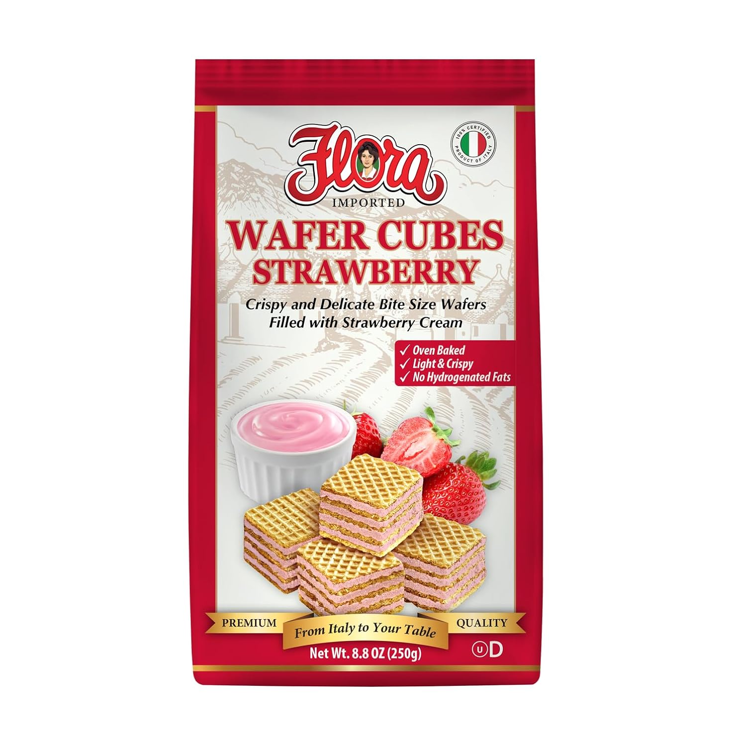 Amazon.com: Flora Imported Wafer Cubes Strawberry | Filled, Crispy and ...
