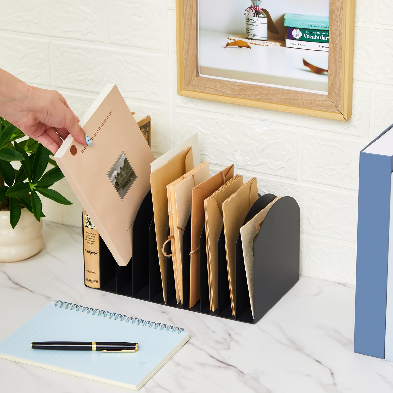 Snapklik.com : Metal Desktop File Organizer, 10 Compartments, Vertical ...
