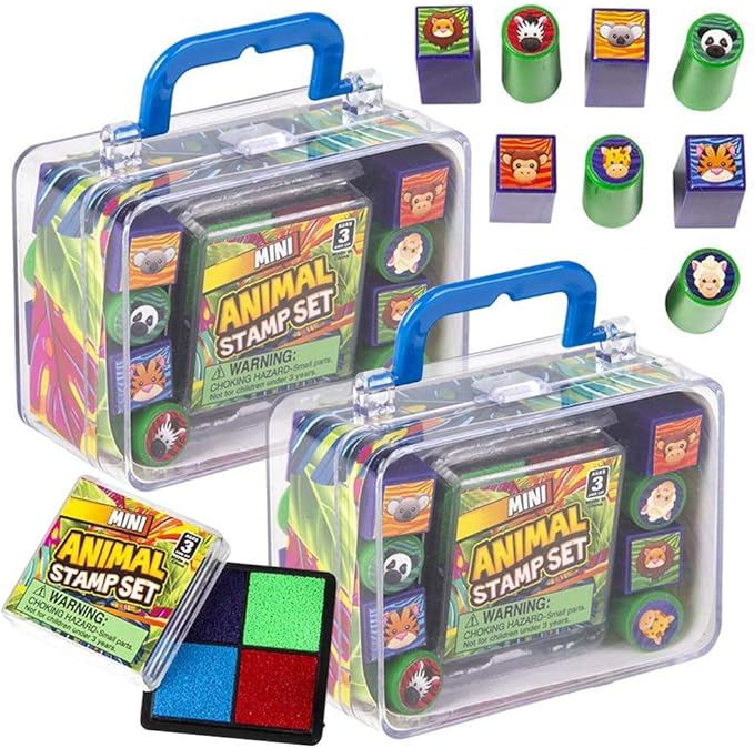 Amazon.com: ArtCreativity Mini Zoo Animal Stamp Set for Kids, 2 Sets ...
