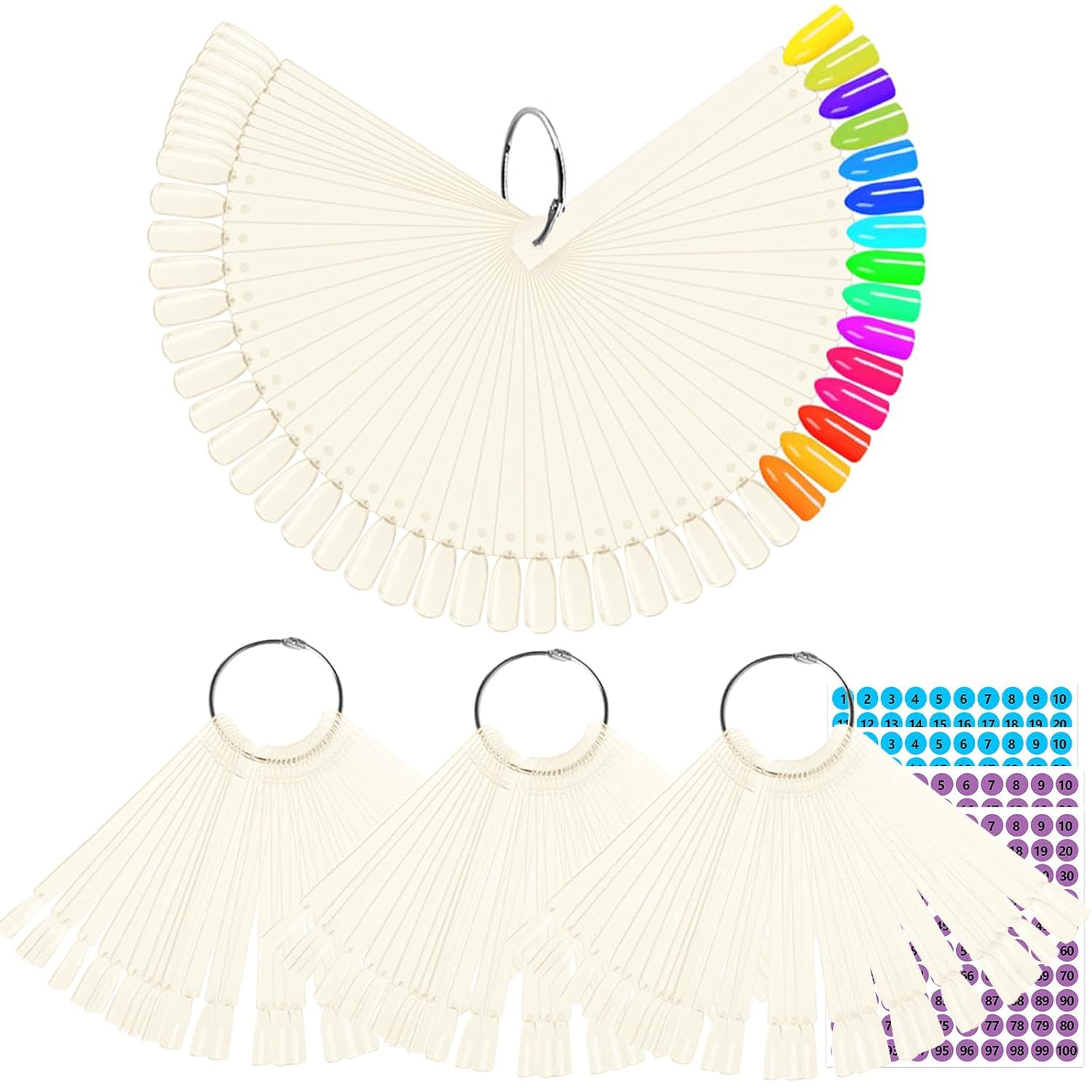 Amazon.com: BQAN 200 Pcs Nail Swatch Sticks with Ring, Nails Art ...