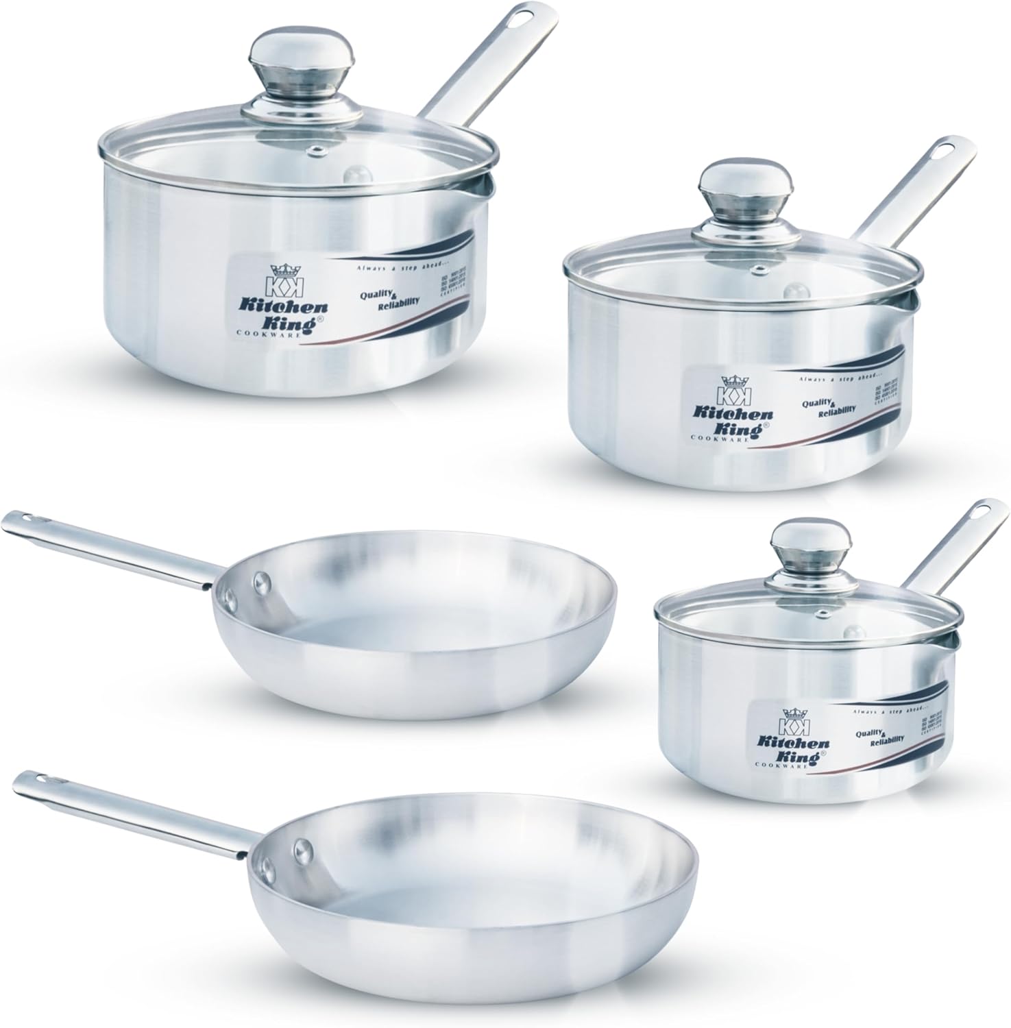 Kitchen King 8 Pieces Optima Pots and Pans Cookware Set with Lids ...