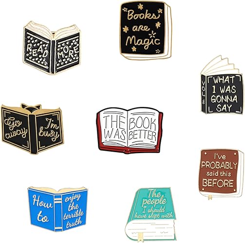 Amazon.com: 8pcs Cartoon Books Enamel Pins Magic Book Badge Cute Brooch ...
