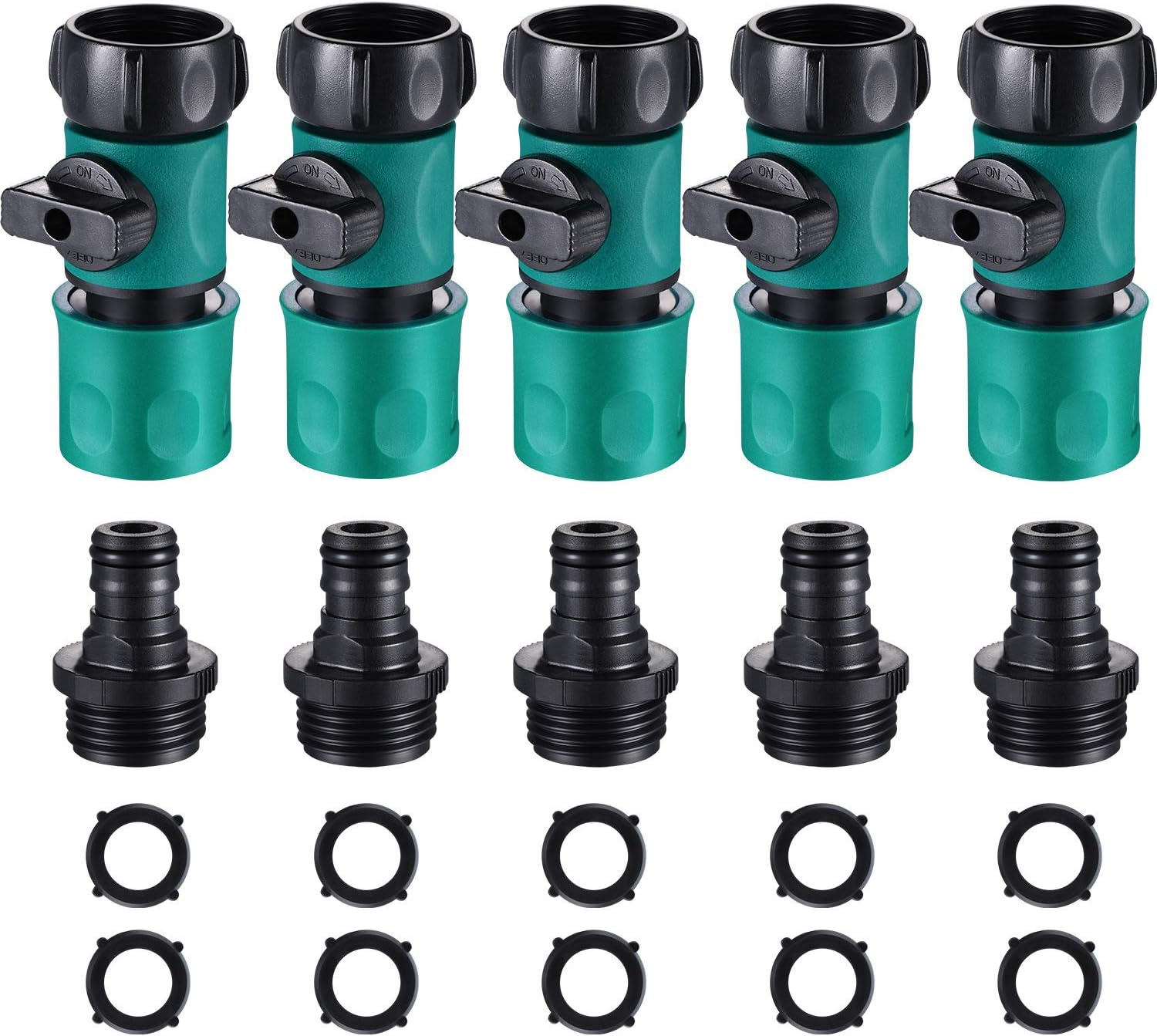 Amazon.com : 10 Piece 3/4 Inch Plastic Garden Hose Connect with Shutoff ...