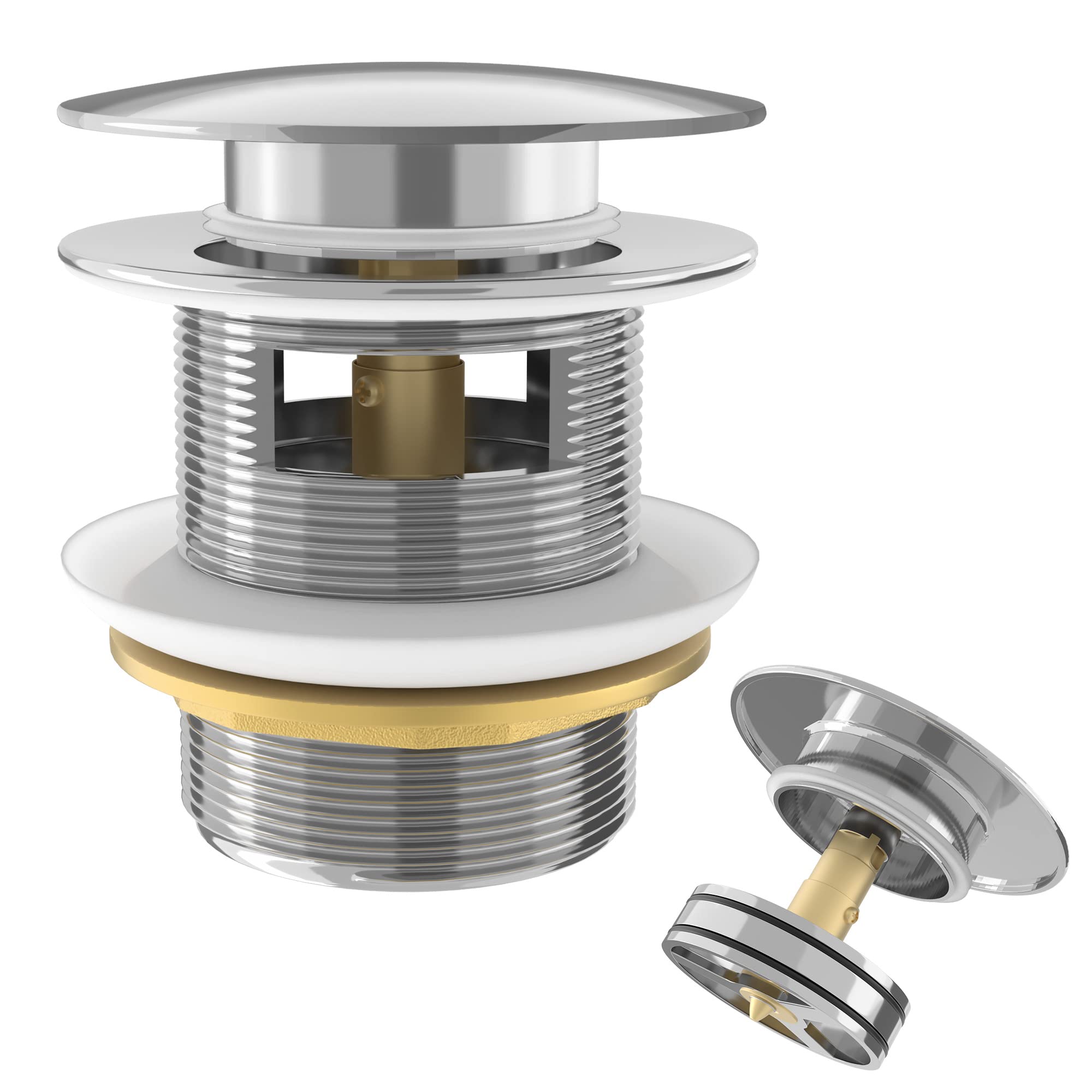 Tub Drain Gold Pop-Up Bath Stopper - Easy Push Button Drain For ...