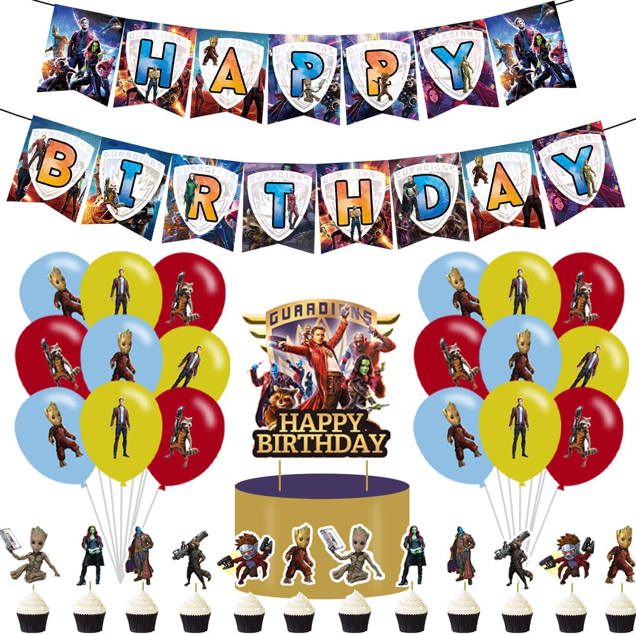 Hilloly 45 Pieces Baby Groot Birthday Supplies Groot Birthday Party ...