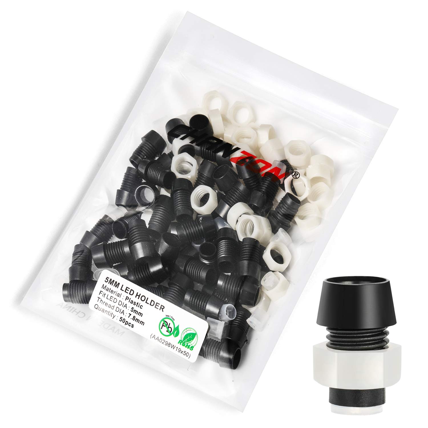 Amazon.com: CHANZON 50pcs 5mm Led Holder Round Plastic for Light ...