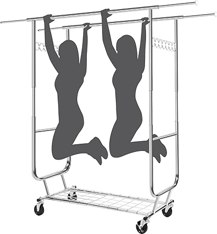 Amazon.com: Rolling Clothing Racks for Hanging Clothes, Heavy Duty ...