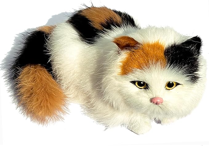 Amazon.com: Realistic Baby Calico Cat Figurine - Lifelike Furry Kitten ...