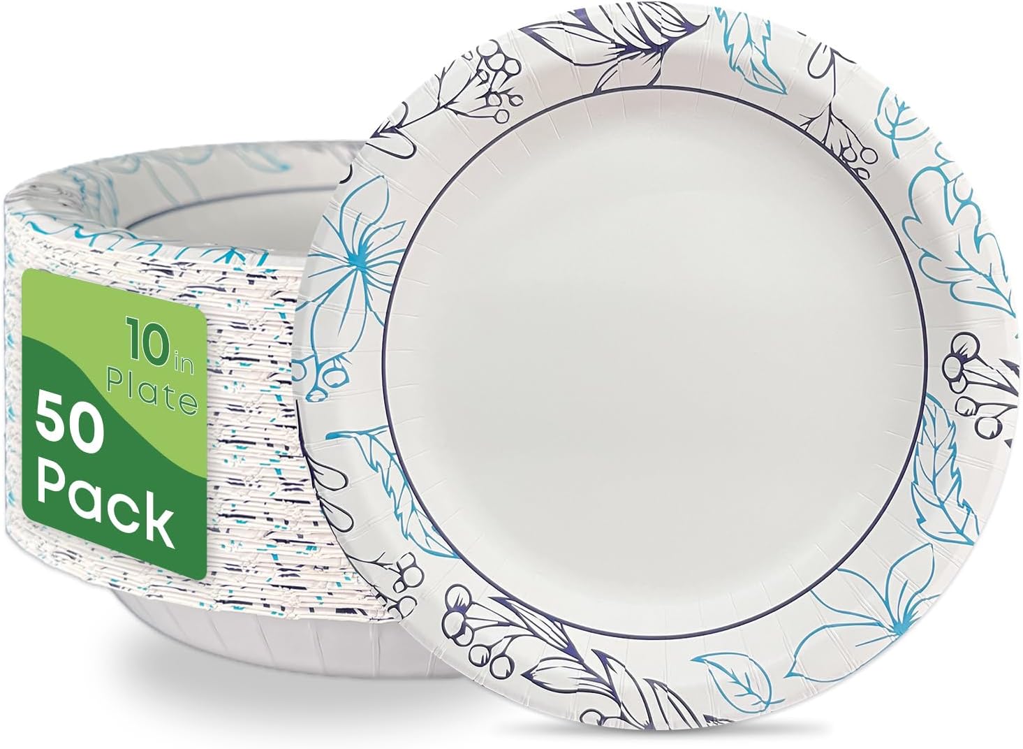 Amazon.com: Paperjoy Heavy-Duty Ultra Paper Plates with Leaves Design ...