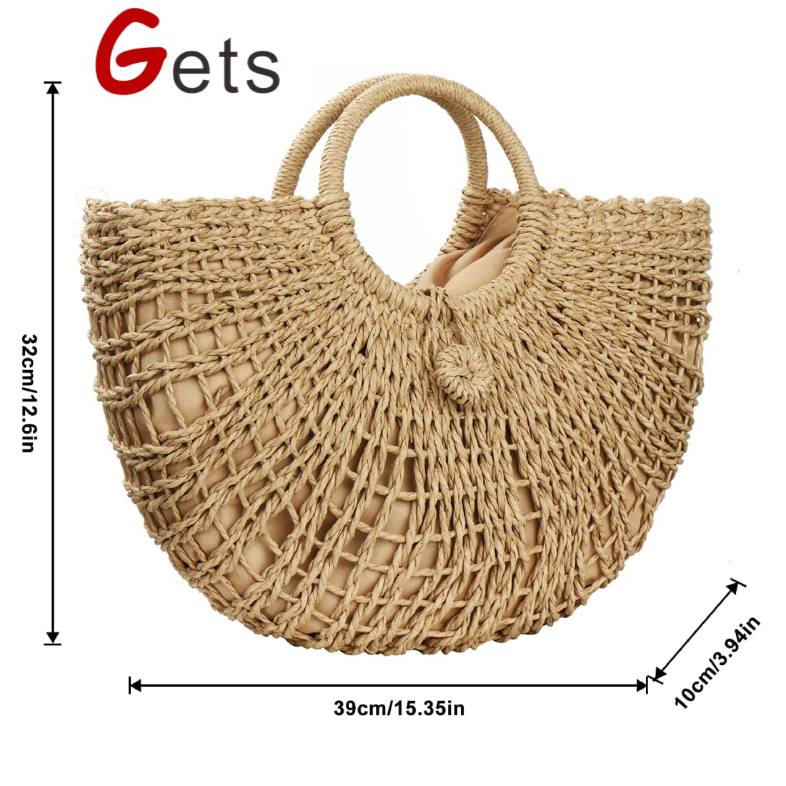 Snapklik.com : Handwoven Rattan Top-handle Bag For Women Bohemian Round ...