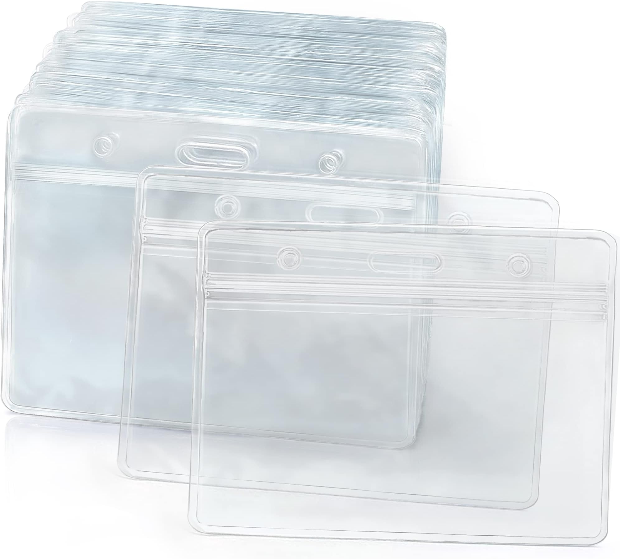 Amazon.com : 150 Pieces ID Card Name Badge Holder Clear Plastic ...