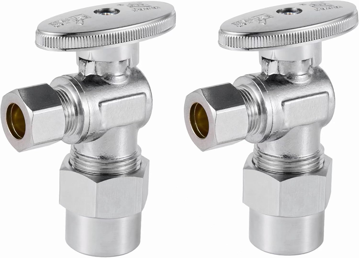 (Pack of 2) EFIELD 1/4 Turn Angle Stop Valve 3/8" OD Compression X 1/2 ...