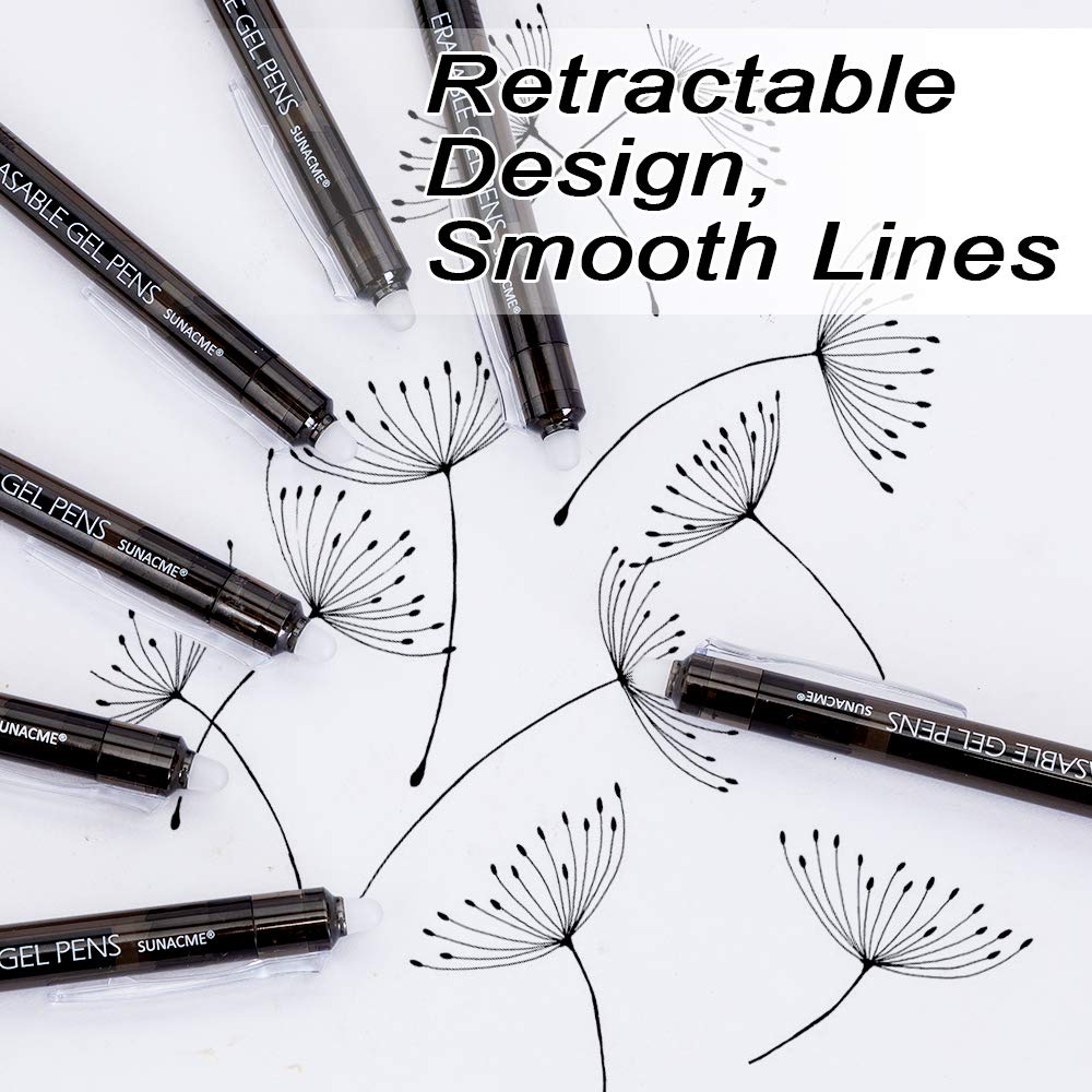 Snapklik.com : Sunacme Erasable Pens, Black Retractable Gel Pens ...