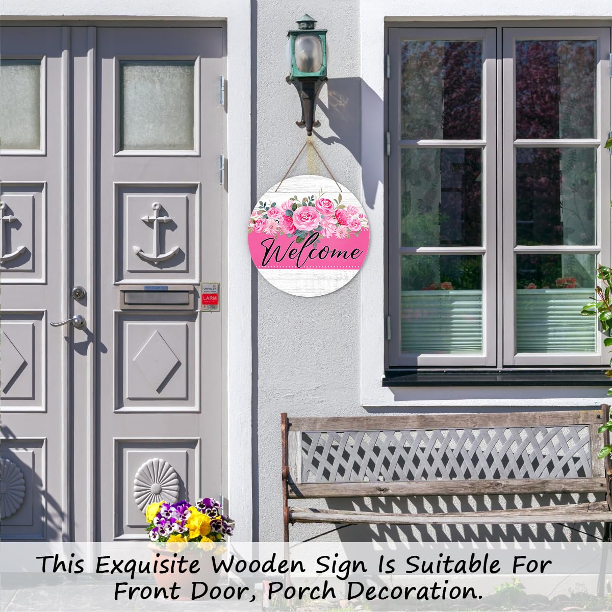 Blooming Flowers Welcome Plaque Spring Flower Door Sign Spring Door ...