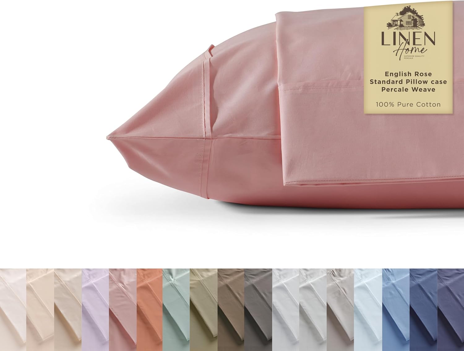 Amazon.com: 100% Cotton Percale Pillowcases Queen/Standard Size ...