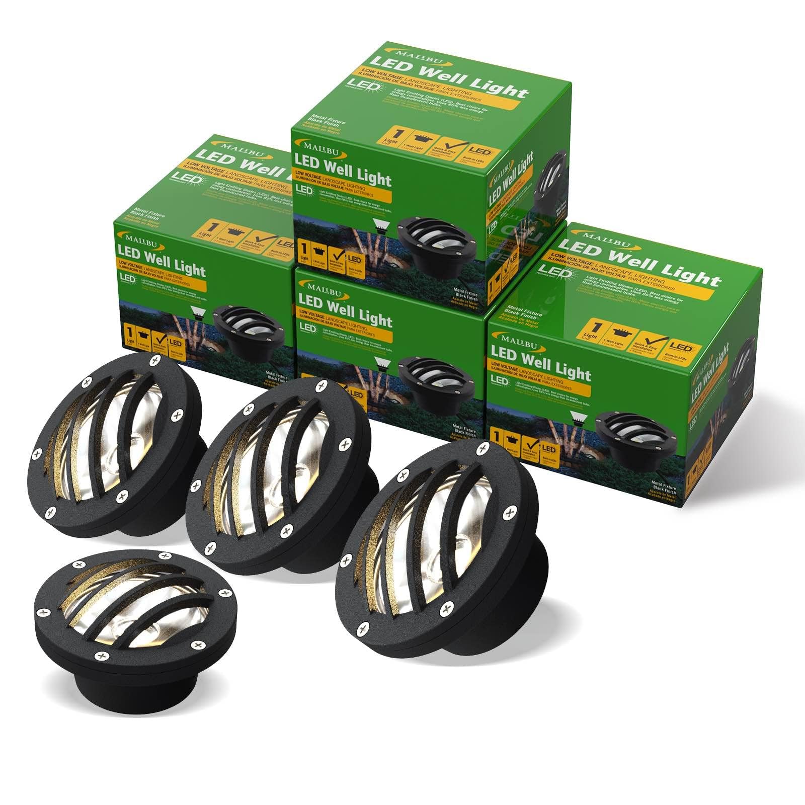 Malibu 4 Pack Outdoor Low Voltage Well Lights 4 Watt 200 Lumen LED ...