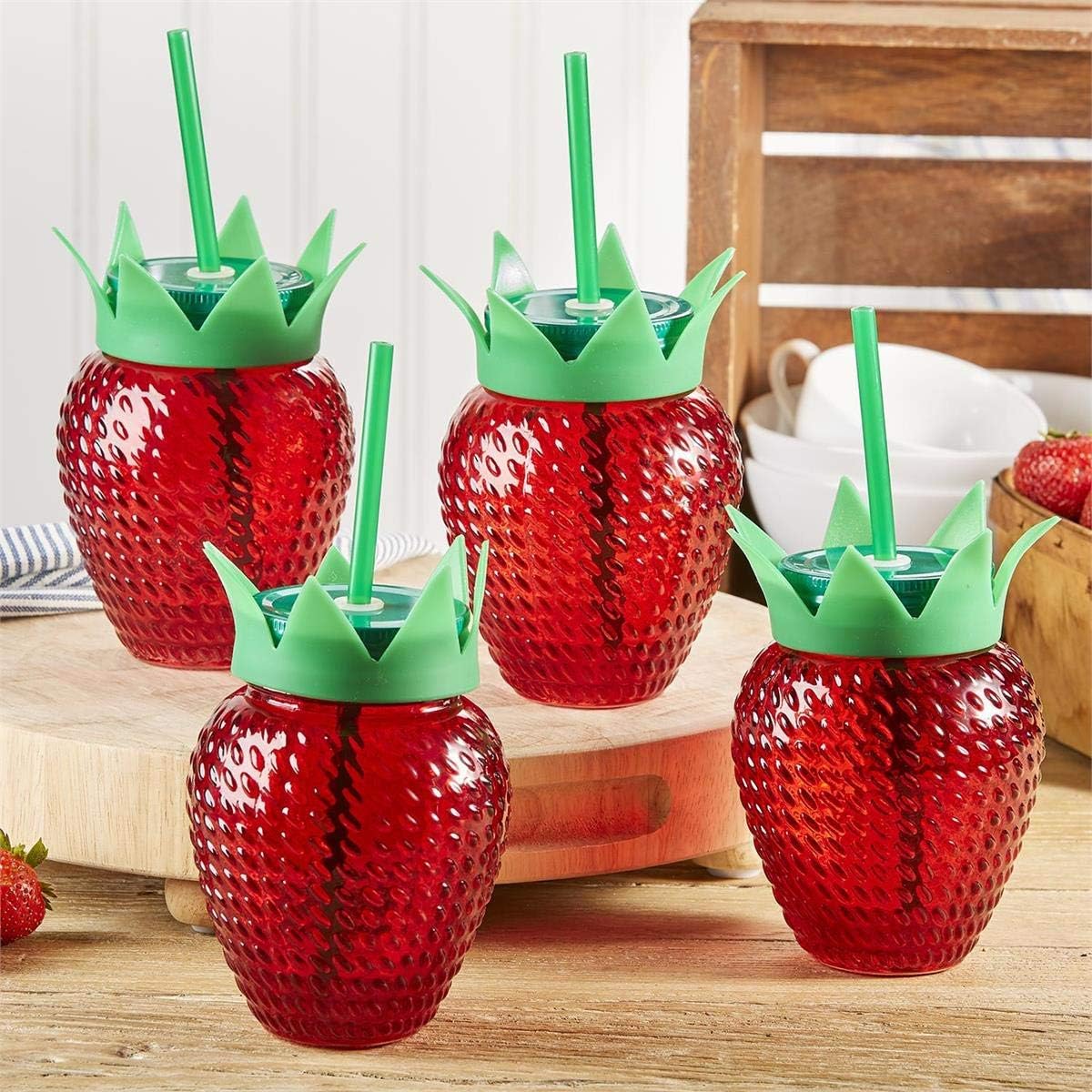 Amazon.com: Gadpiparty Strawberry Shaped Cup Mug: 4pcs Strawberry ...