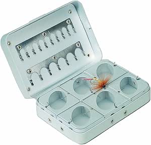 Okuma Traditional Silver Aluminum 6 Window Fly Box with Hooks : Amazon ...