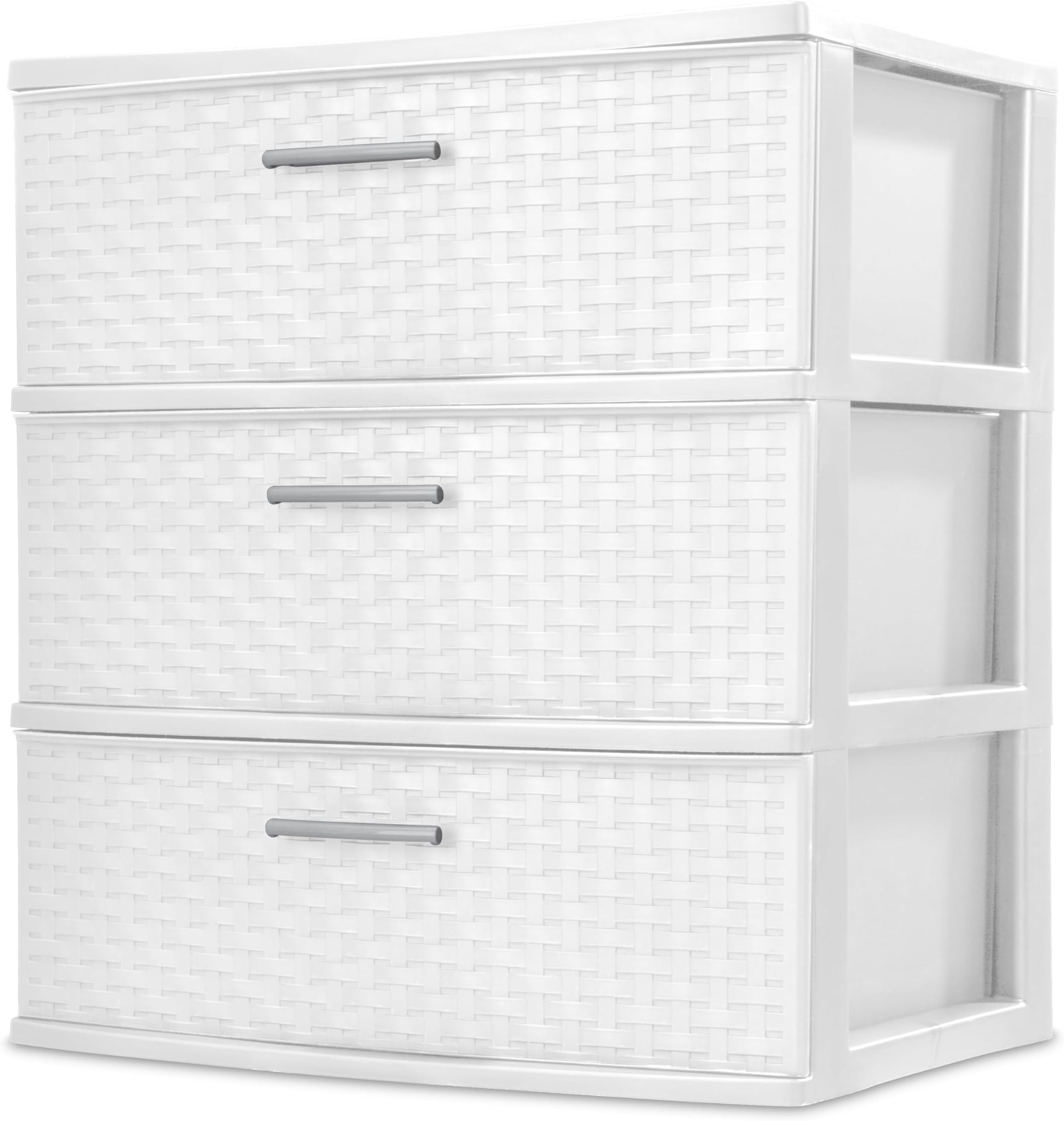 Amazon.com: InTche 3 Drawer Wide Weave Tower White : Home & Kitchen