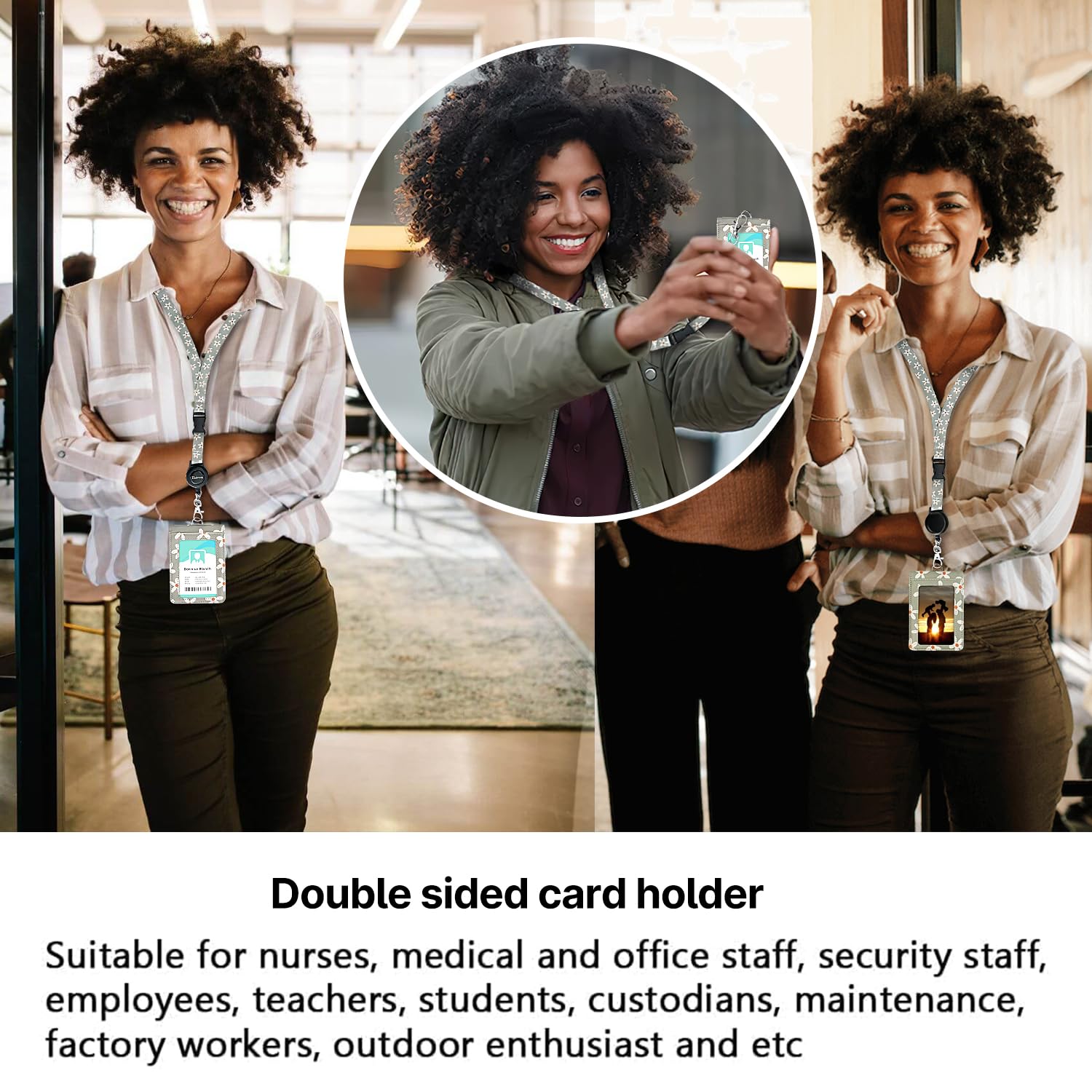 Breakaway Lanyard Cute Bolimoss Cute Flowers Lanyard For ID Badge Card ...