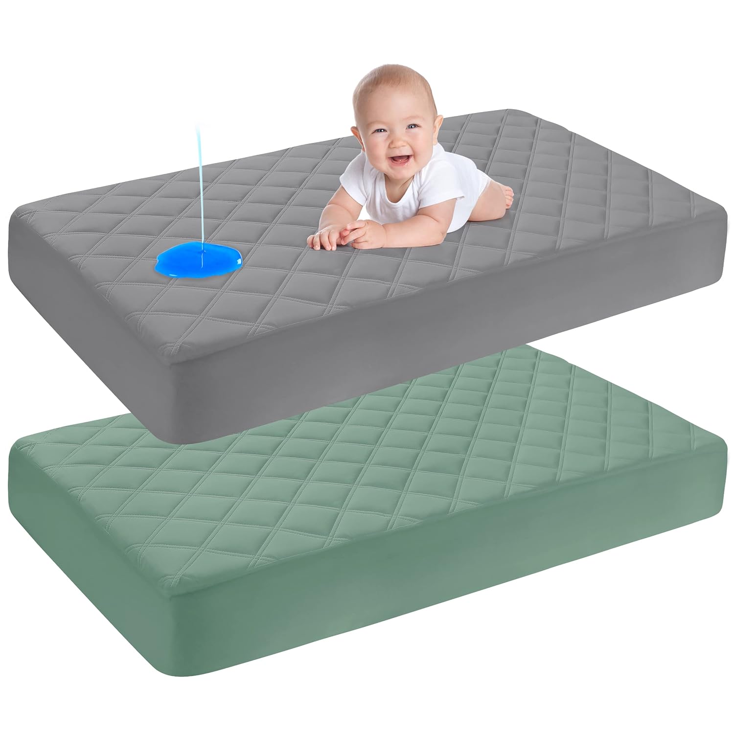 Amazon.com : Yoofoss Waterproof Crib Mattress Protector 2 Pack, Quilted ...