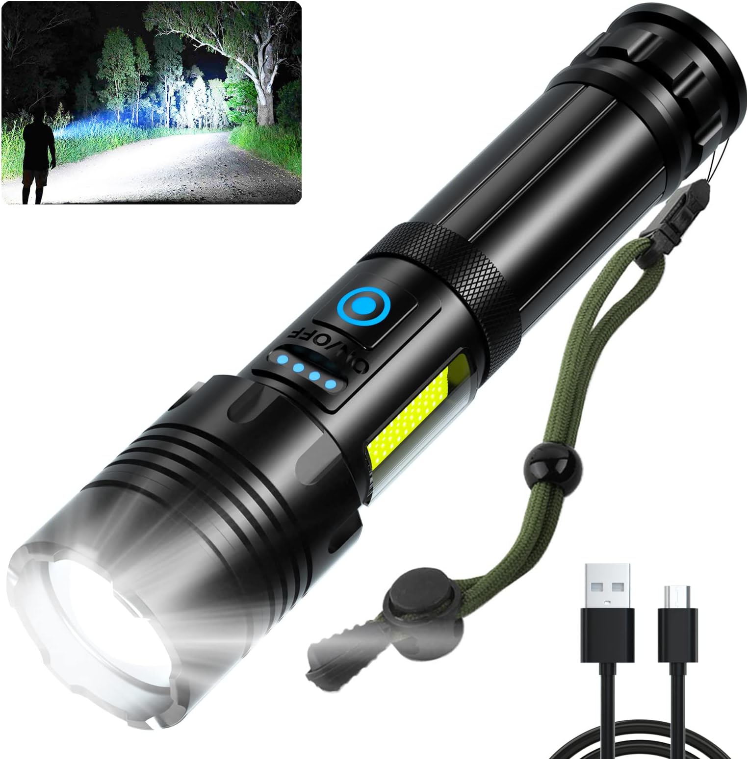 Rechargeable LED Flashlight, 300000 High Lumens Super Bright ...