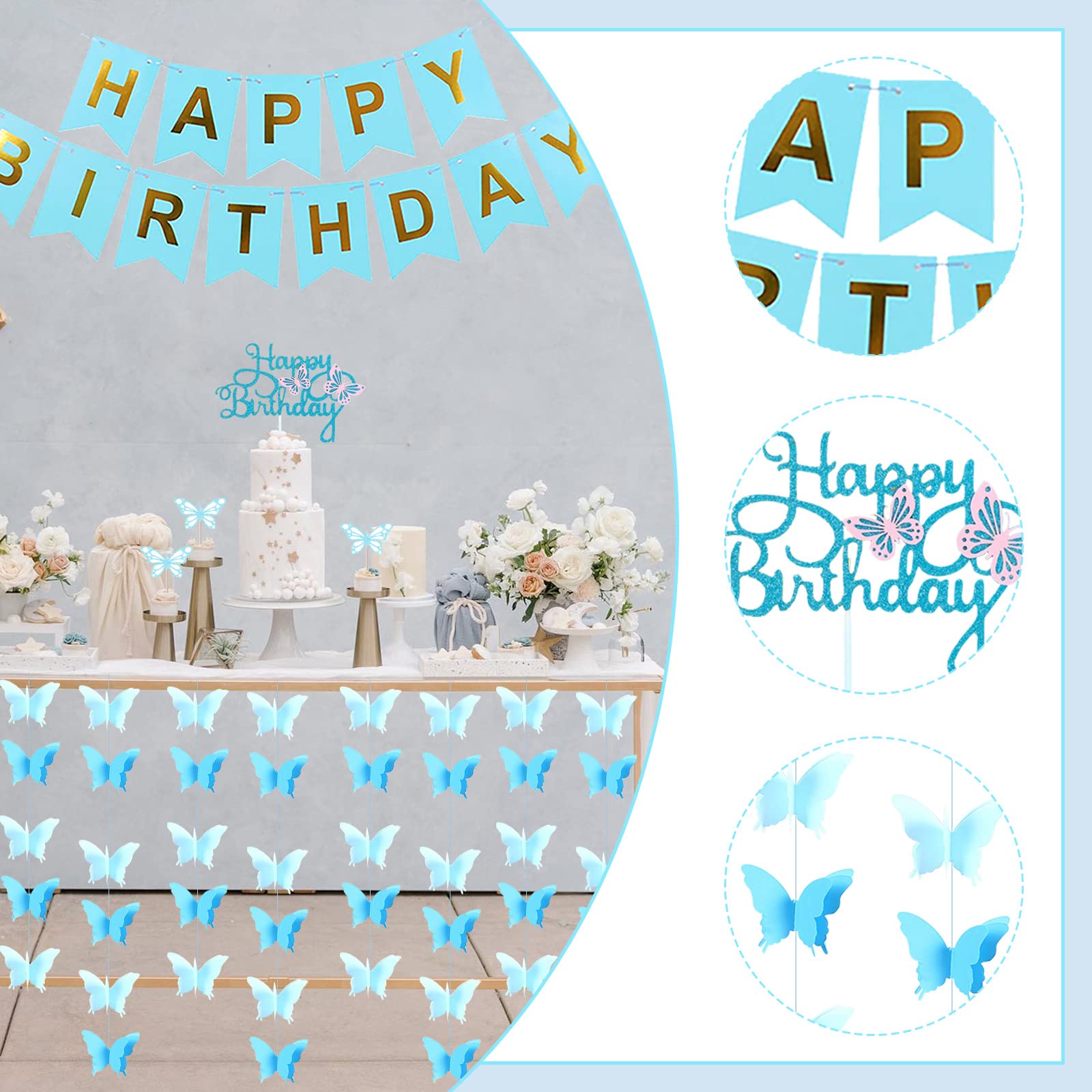 Blue Butterfly Theme Party Decoration Kit Blue Butterfly Birthday Party ...