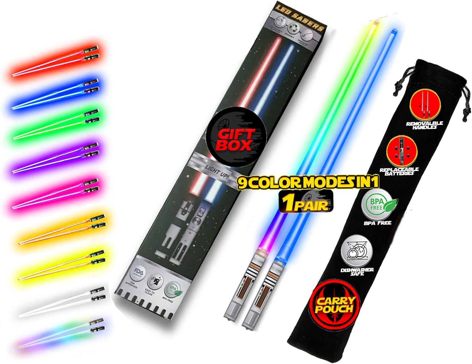 Amazon.com: LIGHTSABER CHOPSTICKS LIGHT UP STAR WARS LED Glowing Light ...