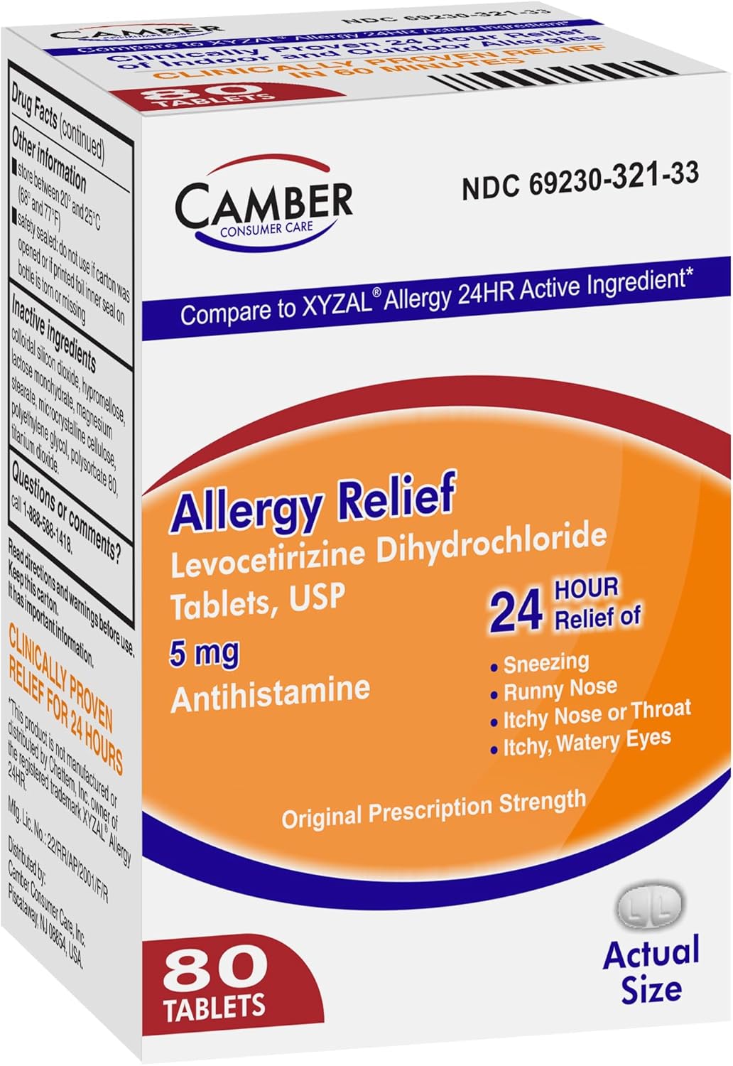 Amazon.com: Camber Consumer Care Levocetirizine Dihydrochloride 5mg ...