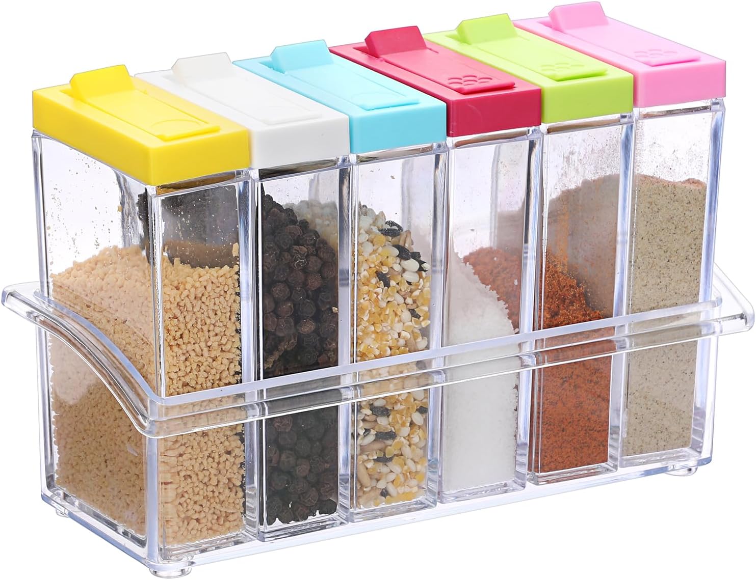 SUMTree 6Pcs Spice Shaker Jars, Plastic Seasoning Shaker Box Condiment ...