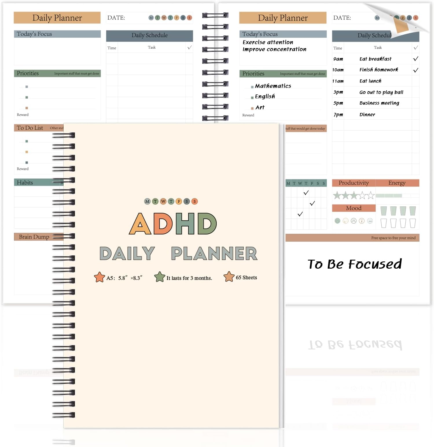 Amazon.com : ADHD Daily Planner Neurodivergent Tools Notebook 130 Page ...