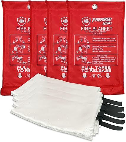 Amazon.com: Prepared Hero Extra Large Emergency Fire Blanket - 4 Pack ...