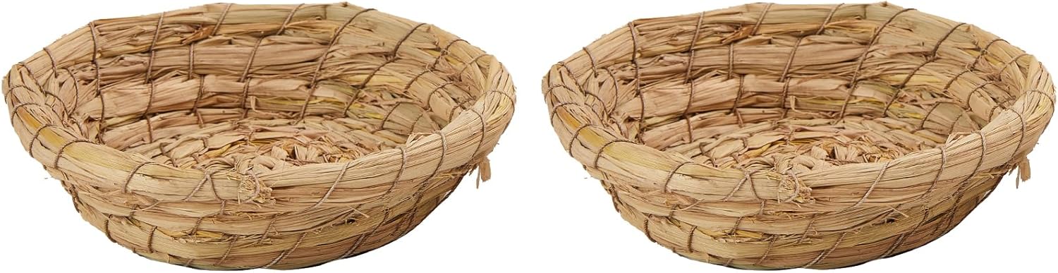 Amazon.com : Set of 2 Bird Nest Handmade Woven Flat Bird Nest Breeding ...