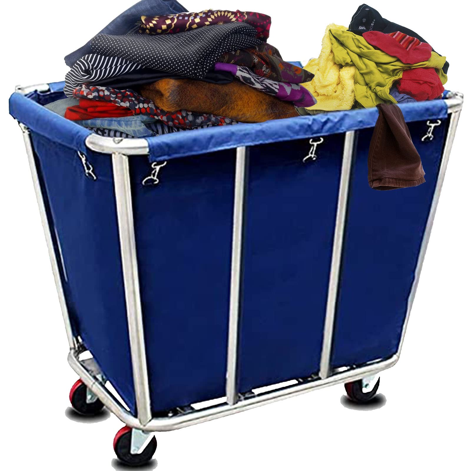 XIJIXILI Commercial Laundry Cart with 4 In Wheels Heavy Duty Basket ...