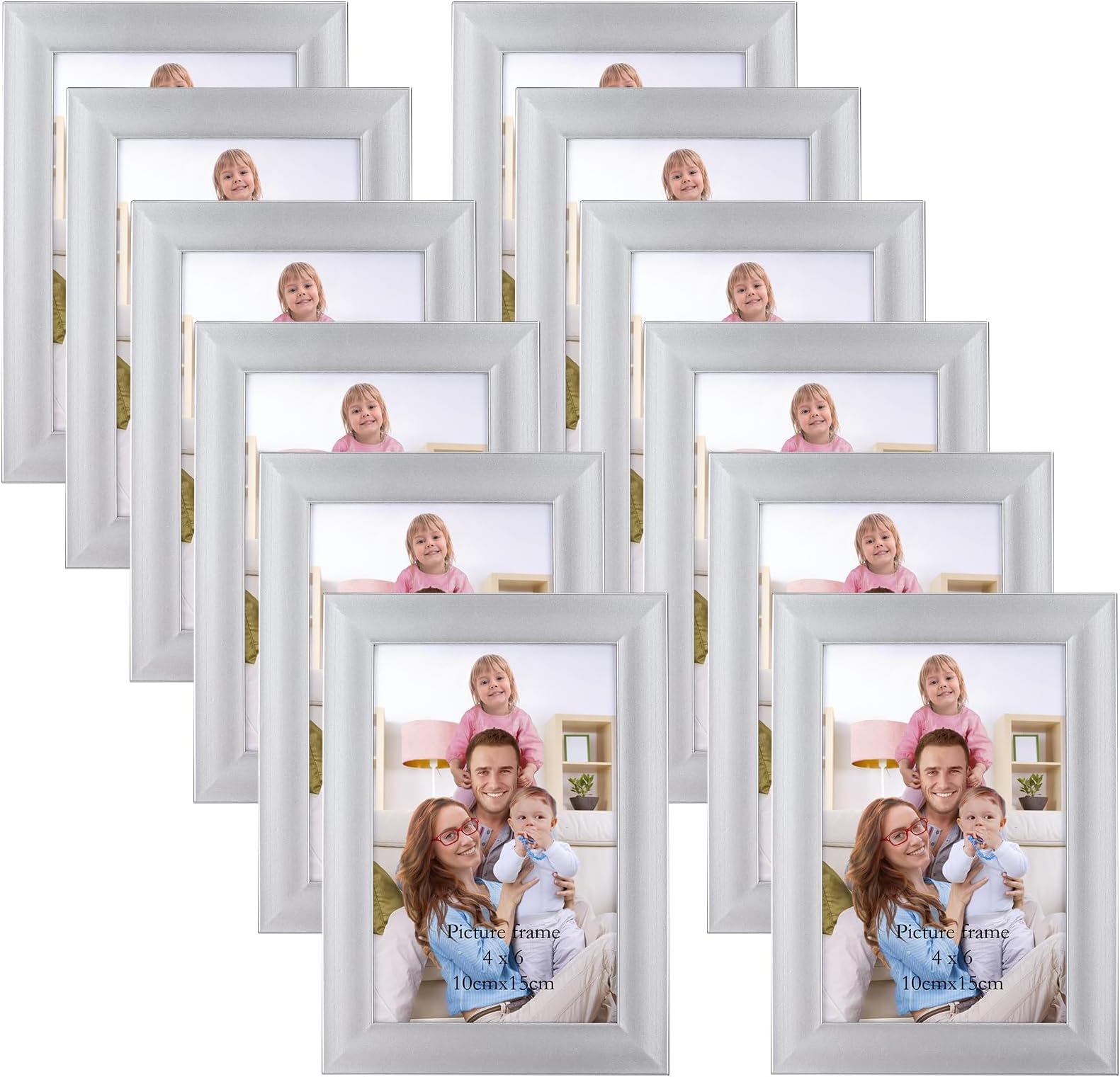 Amazon.com - Fkvat 4x6 Picture Frame Set of 4, Matted Silver Simple ...