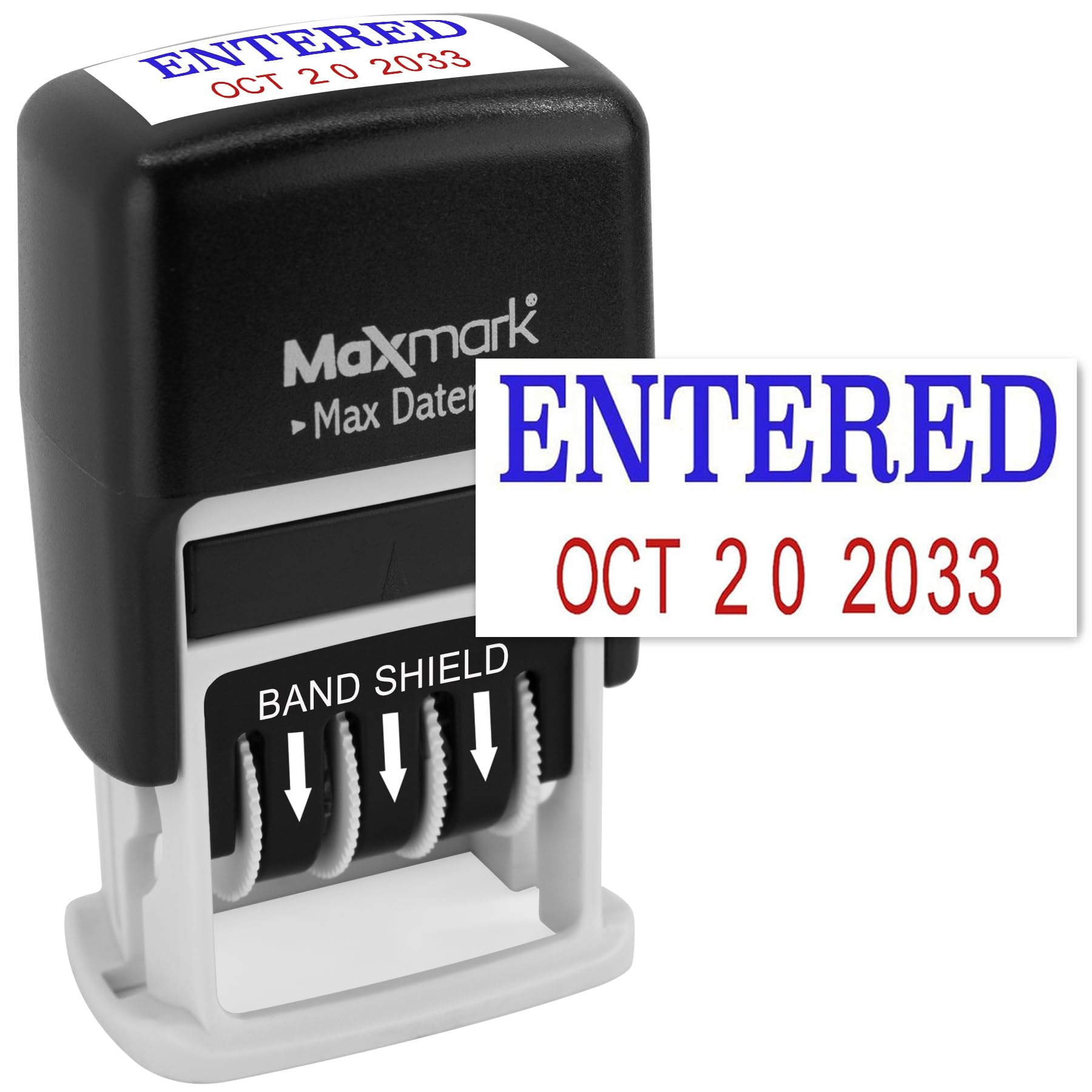 Amazon.com : MaxMark Self-Inking Rubber Date Office Stamp with Entered ...