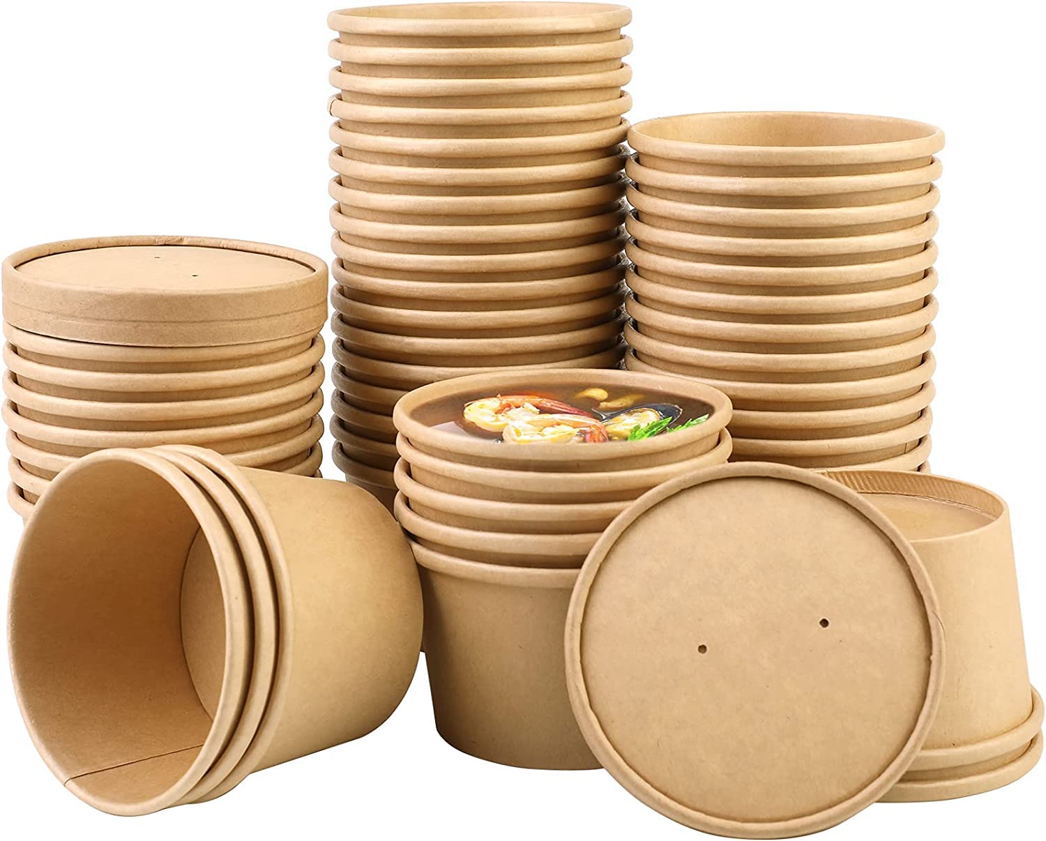 Kraft Man Round Disposable Container Box With Lids, Biodegradable kraft ...