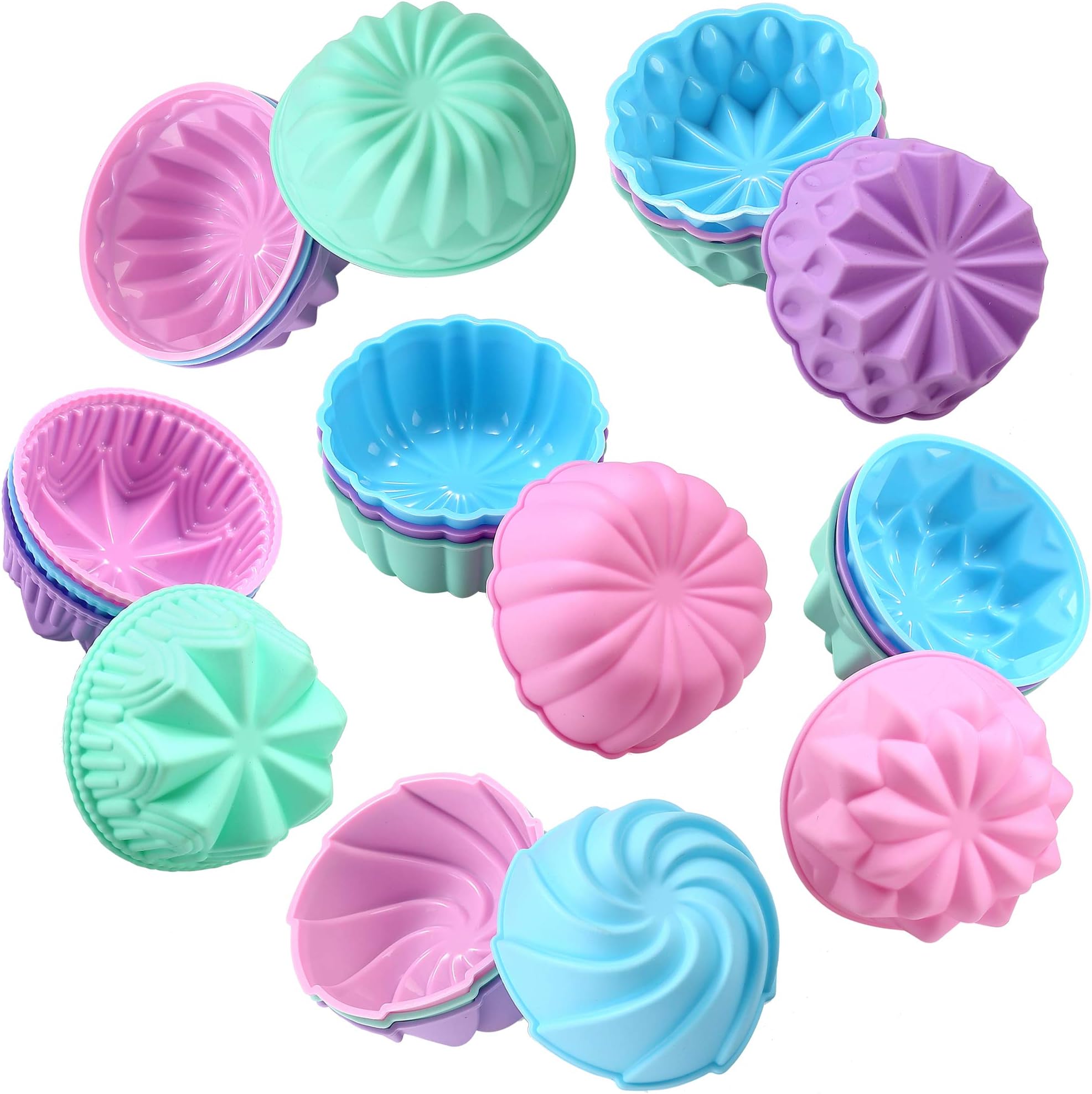 Amazon.com: SKIDEC Silicone Cupcake Baking Cups 32 Pack Reusable Muffin ...
