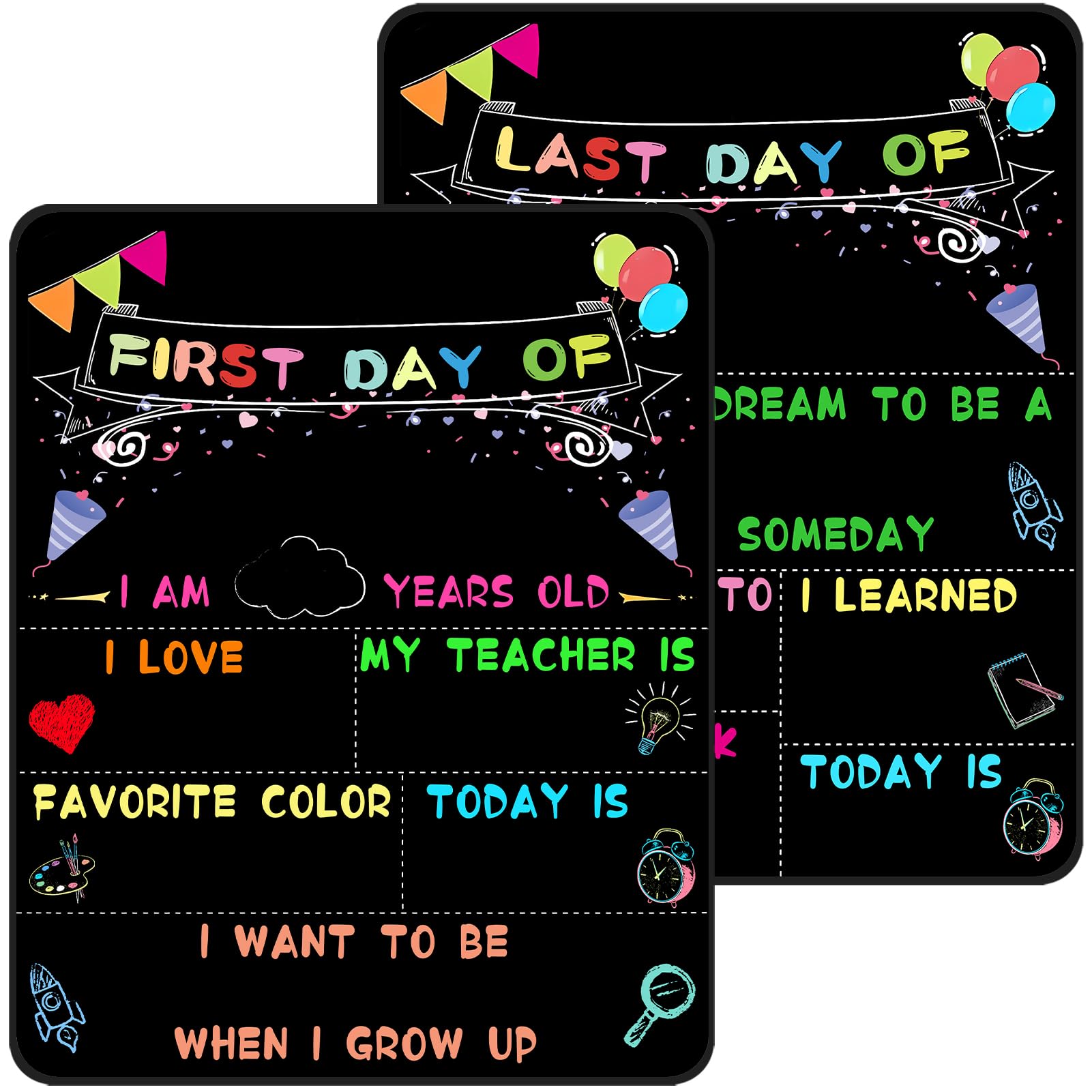 Amazon.com : 2PCS First and Last Day of School Board Sign, 14x11 in ...