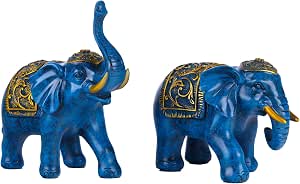 Amazon.com: Blue Elephant Statue, Blue Home Decor, Good Luck Elephant ...