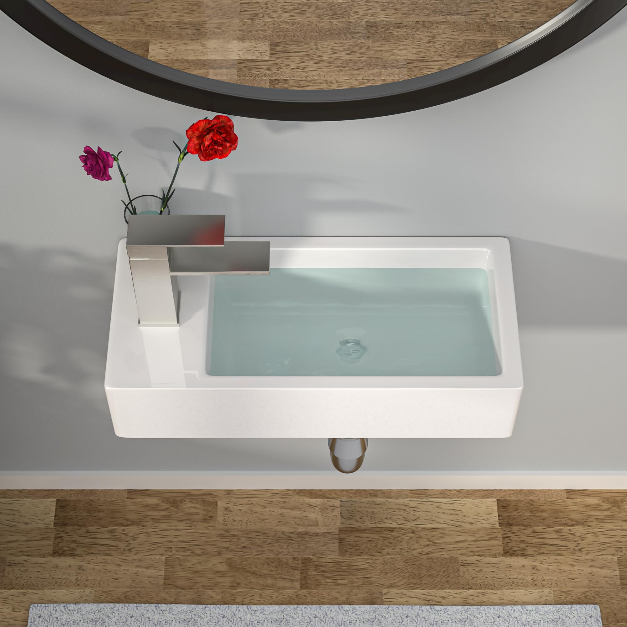 Snapklik.com : Wall Mount Hang Small Vessel Sink - Kichae 15 X 7 Modern ...
