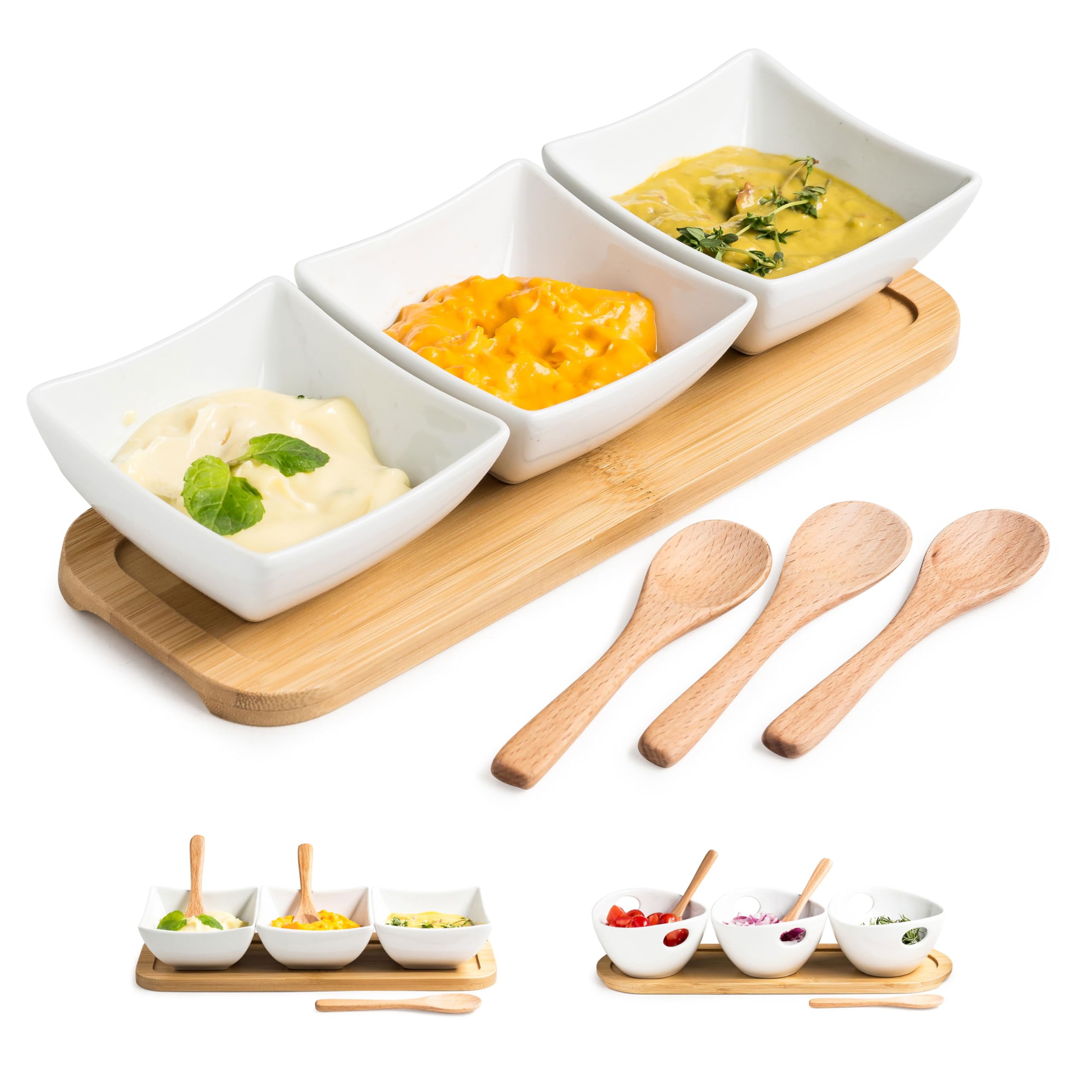 Amazon.com | Chip and Dip Serving Set, Ceramic Dipping Sauce Bowls ...