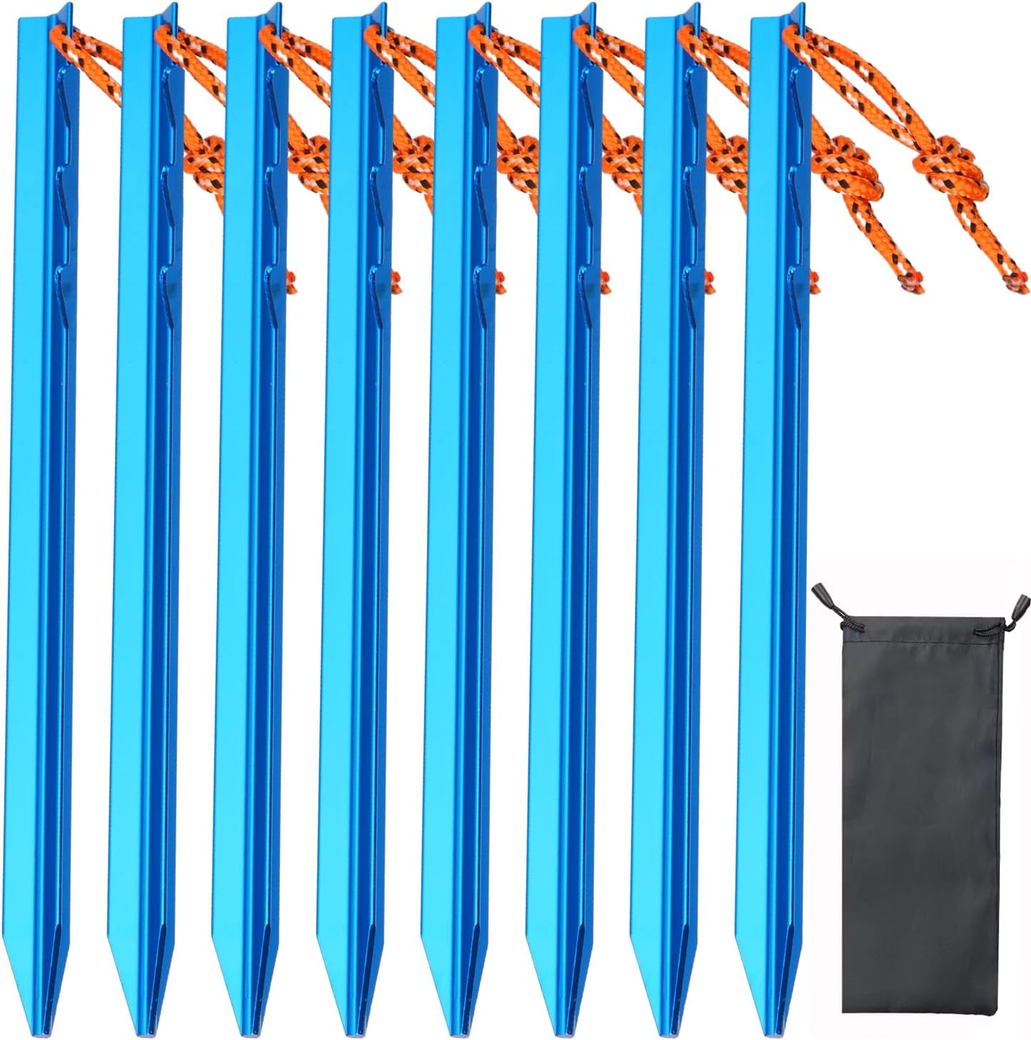 8 Pack Tent Pegs Heavy Duty Camping Pegs Aluminium Alloy Tent Peg with ...