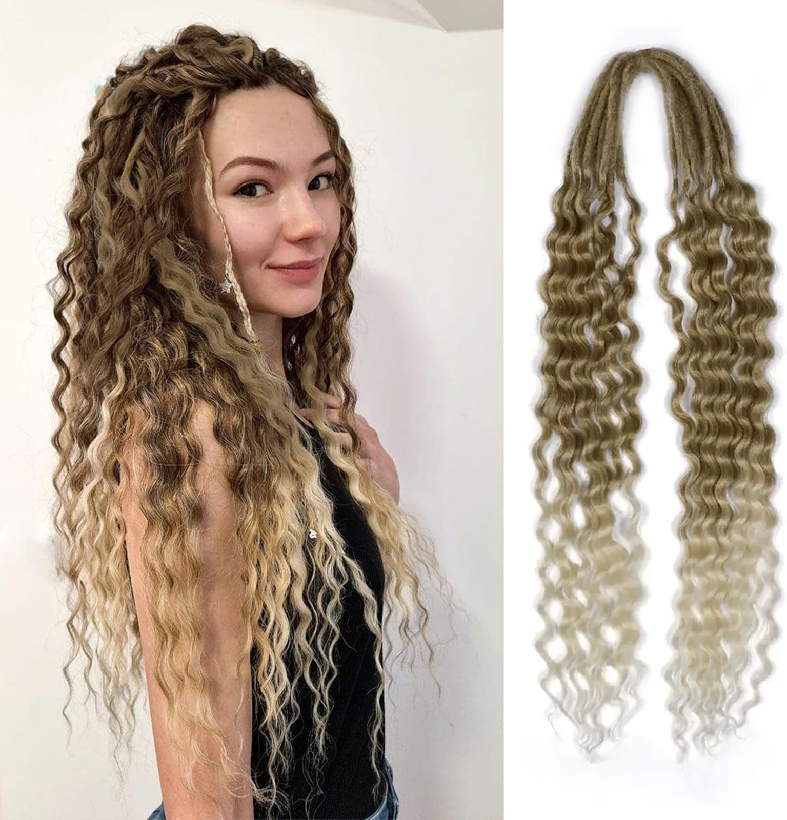 Amazon.com : SITYWJLIN Double Ended Wavy Dreadlock Extensions, 10 ...