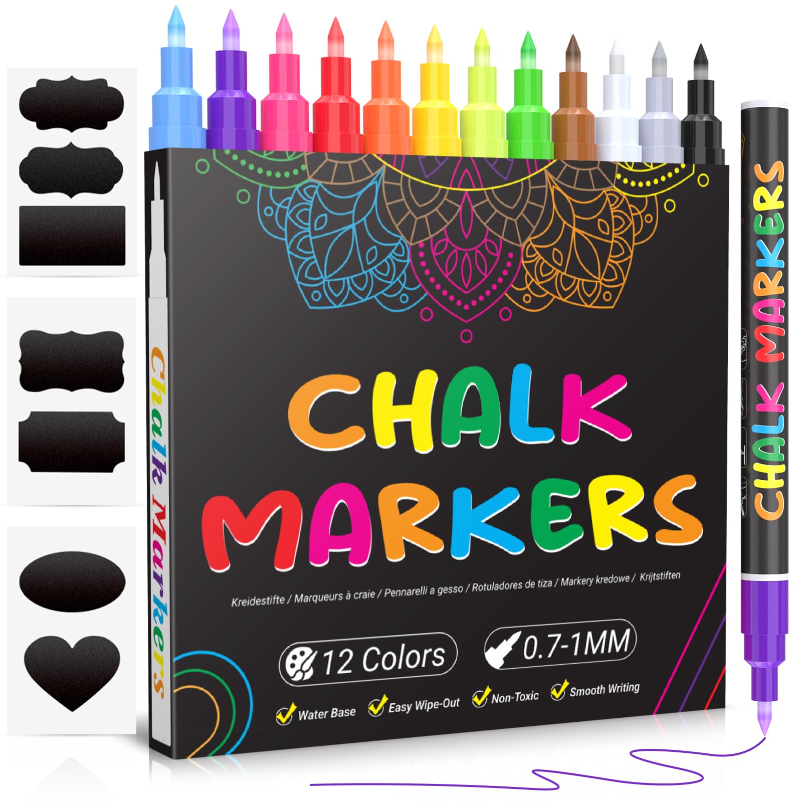 JR.WHITE Fine Tip Liquid Chalk Markers - Chalkboard Markers for ...