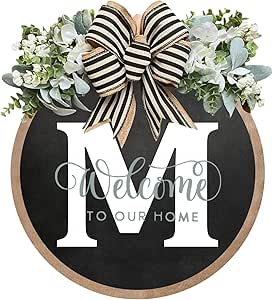 Unique Last Name Year Round Front Door Wreath with Bow, 15" Welcome ...