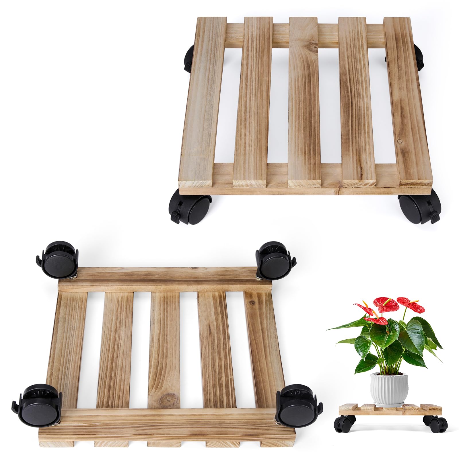 NUBILY Base para Macetas con Ruedas Cuadrado Base para Maceta de Planta ...