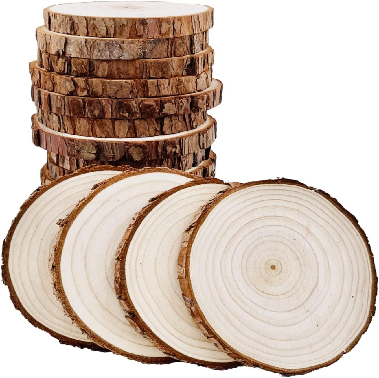 GLEDAM Natural Round Wooden Coaster with Slices Bark, DIY Crafts ...