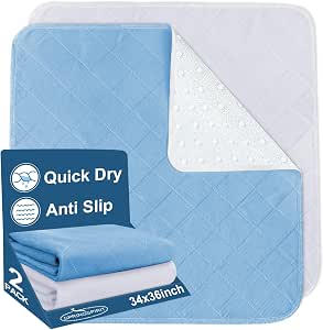 Amazon.com: Bed Pads Washable Waterproof 34" x 36", 2 Pack Reusable ...